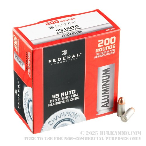 1000 Rounds of Bulk .45 ACP Aluminum Cased Ammo by Federal Champion ...