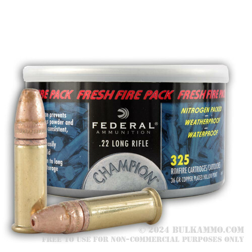 325 Rounds of Bulk .22 LR Ammo by Federal - 36gr CPHP