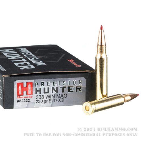 20 Rounds of Bulk .338 Win Mag Ammo by Hornady - 230gr ELD-X