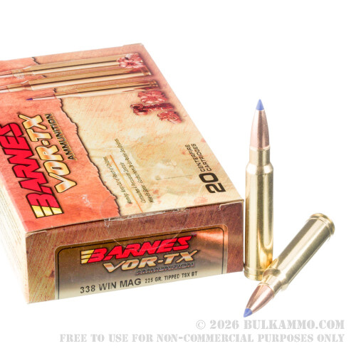 20 Rounds of Bulk .338 Win Mag Ammo by Barnes - 225gr TTSX