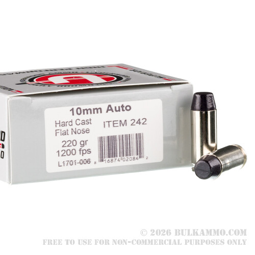 20 Rounds of Bulk 10mm Ammo by Underwood - 220gr Hard Cast