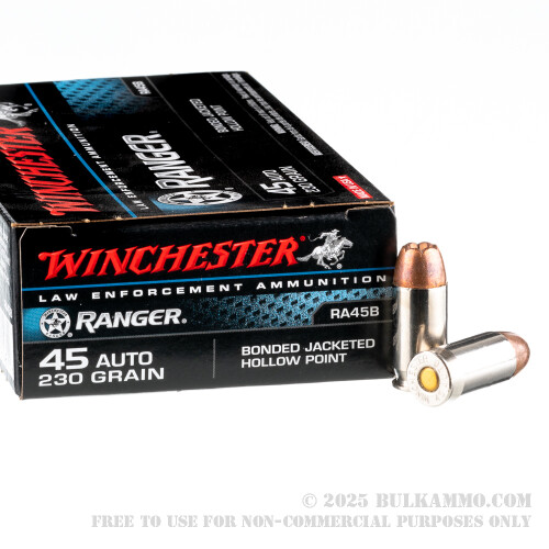 50 Rounds of Bulk .45 ACP Ammo by Winchester Ranger Bonded - 230gr JHP