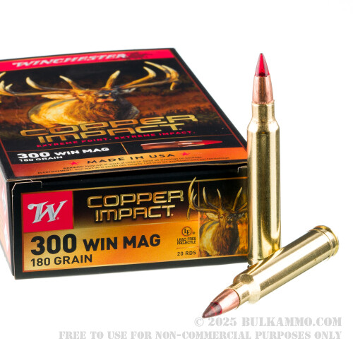 20 Rounds of Bulk .300 Win Mag Ammo by Winchester - 180gr Copper ...