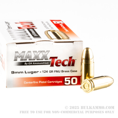 1000 Rounds of Bulk 9mm Ammo by MAXXTech - 124gr FMJ