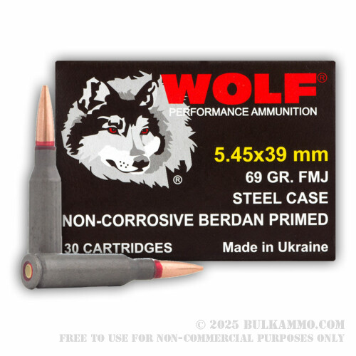 1200 Rounds of Bulk 5.45x39mm Ammo by Wolf - 69gr FMJ