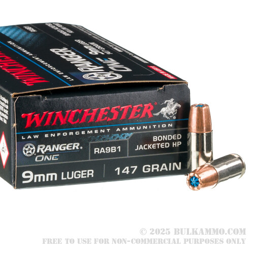 500 Rounds of Bulk 9mm Ammo by Winchester - 147gr JHP