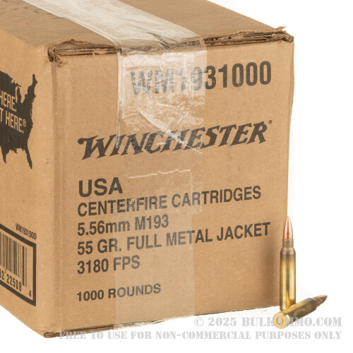 1000 Rounds of Bulk 5.56x45 Ammo by Winchester - 55gr FMJ