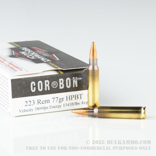 20 Rounds of Bulk .223 Ammo by Corbon - 77gr HPBT