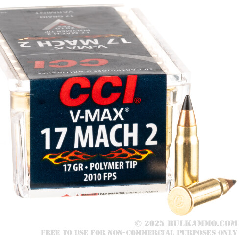 50 Rounds of Bulk .17HM2 Ammo by Hornady - 17gr V-Max