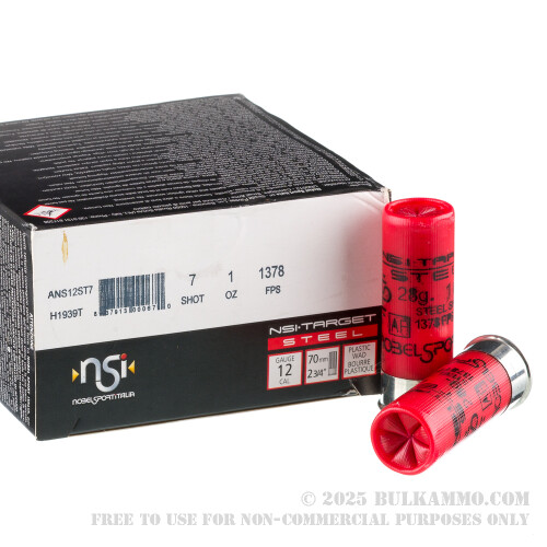 250 Rounds of Bulk 12ga Ammo by NobelSport - 1 ounce #7 steel shot