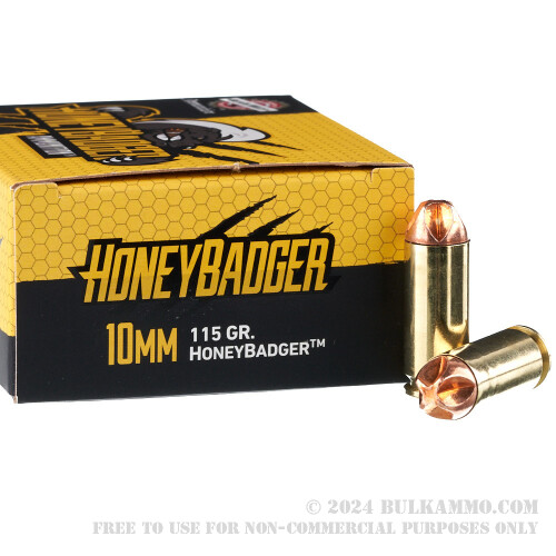 20 Rounds of Bulk 10mm Ammo by Black Hills - 115gr HoneyBadger