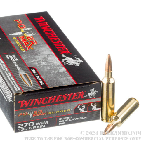 20 Rounds of Bulk .270 Win Short Mag Ammo by Winchester Power Max ...