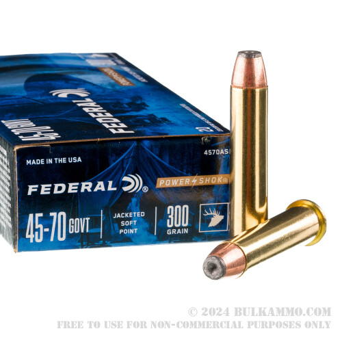 200 Rounds of Bulk .45-70 Ammo by Federal - 300gr SP