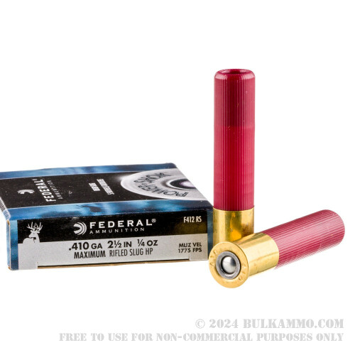 5 Rounds of Bulk .410 Ammo by Federal - 1/4 ounce Rifled Slug