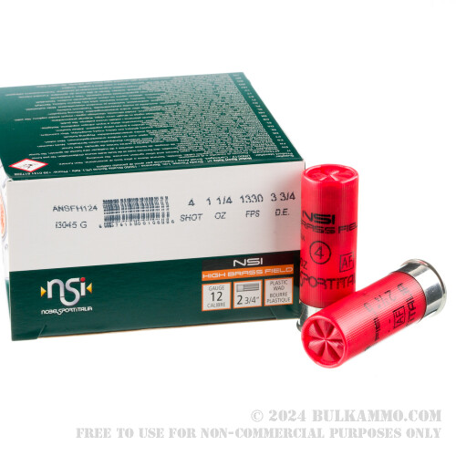 250 Rounds of Bulk 12ga Ammo by NobelSport - 1 1/4 ounce #4 shot