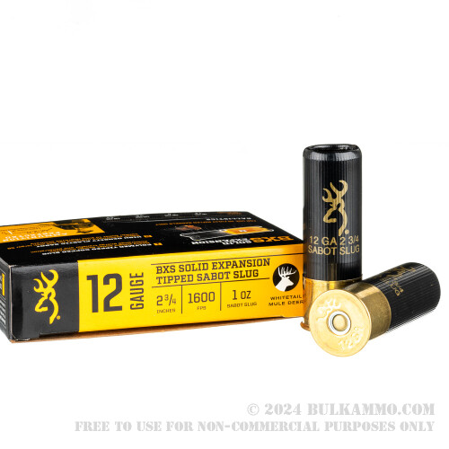 5 Rounds of Bulk 12ga Ammo by Browning - 1 ounce Tipped Copper Sabot Slug