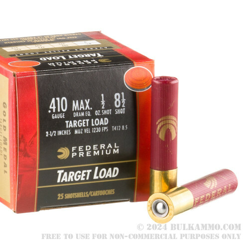 25 Rounds of Bulk .410 Ammo by Federal Gold Medal - 2-1/2" 1/2 ounce #8 ...