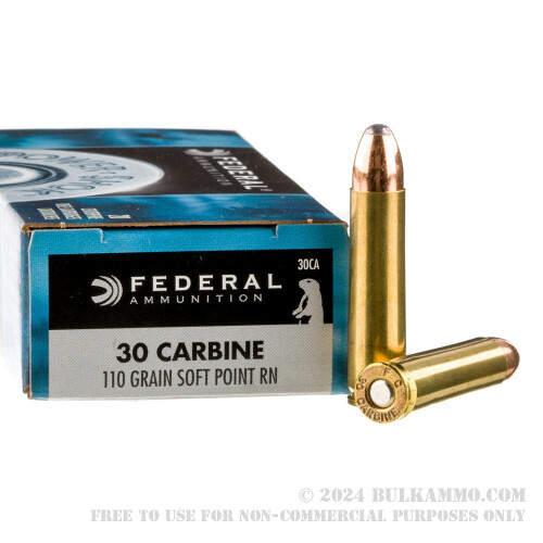 20 Rounds of Bulk .30 Carbine Ammo by Federal - 110gr SP