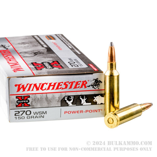 20 Rounds of Bulk .270 Win Short Mag Ammo by Winchester - 150gr PP