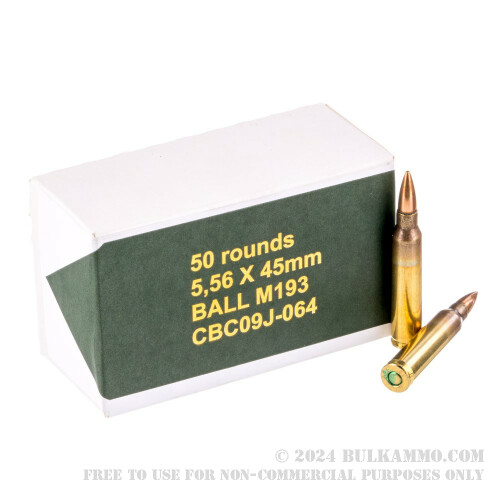 50 Rounds of Bulk 5.56x45 Ammo by Magtech/CBC - 55gr FMJBT
