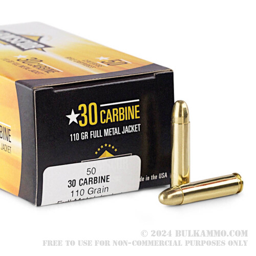 50 Rounds of Bulk .30 Carbine Ammo by Armscor USA - 110gr FMJ