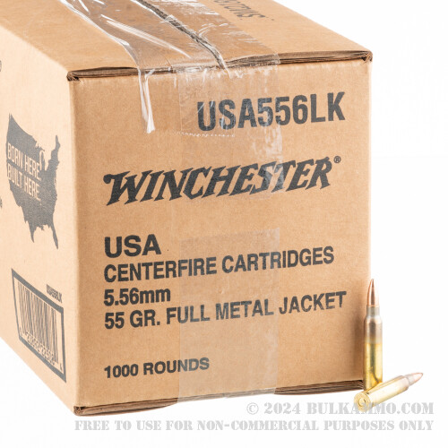 1000 Rounds of Bulk 5.56x45 Ammo by Winchester - 55gr FMJ
