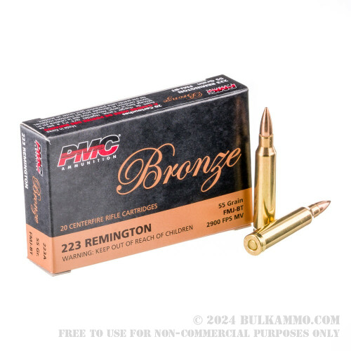 1000 Rounds of Bulk .223 Ammo by PMC - 55gr FMJBT