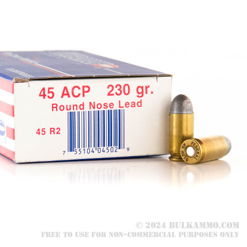250 Rounds of Bulk .45 ACP Ammo by Ultramax - 230gr LRN
