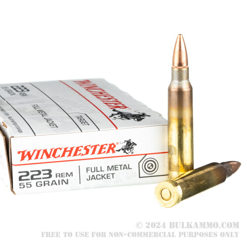 20 Rounds of Bulk .223 Ammo by Winchester - 55gr FMJ